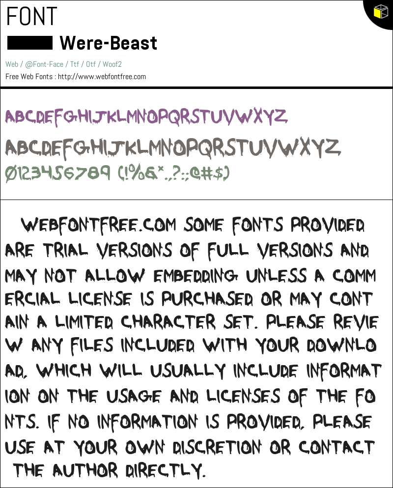 Were-Beast Fonts Downloads - WebFontFree.Com