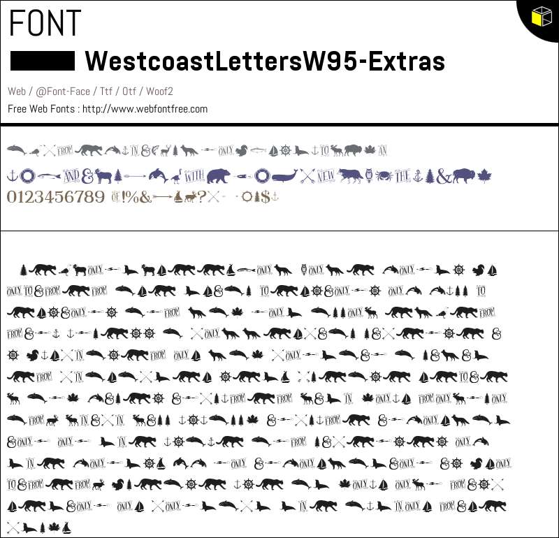 Westcoast Letters W95 Extras Fonts Downloads - WebFontFree.Com
