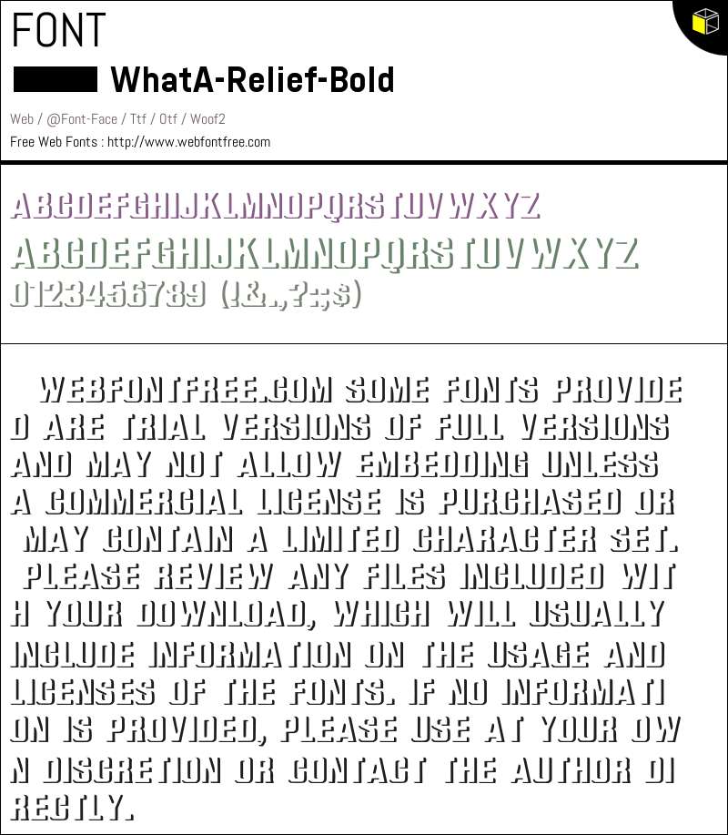 WhatA-Relief Bold Fonts Downloads - WebFontFree.Com