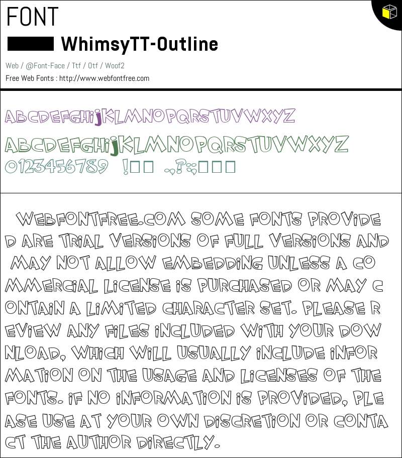 Whimsy TT Outline Fonts Downloads - WebFontFree.Com
