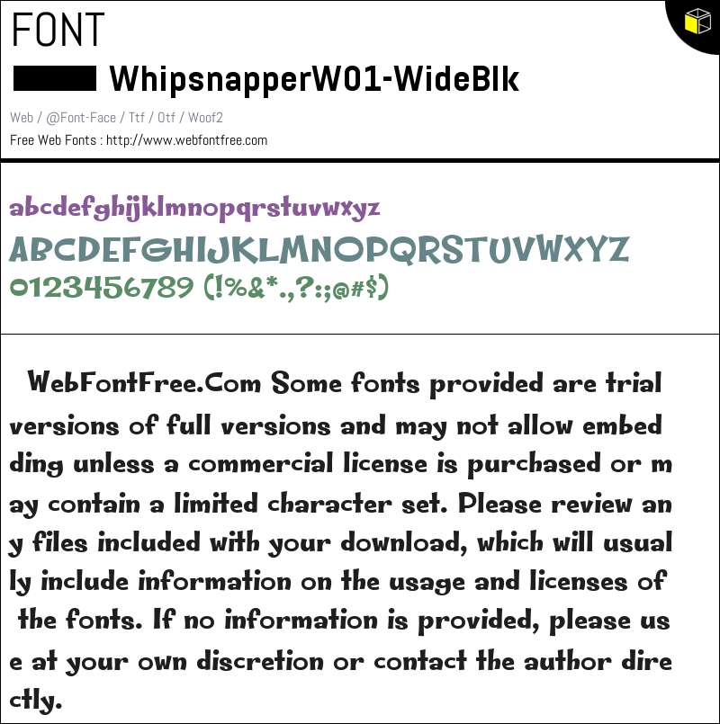 Whipsnapper W01 Wide Blk Fonts Downloads - WebFontFree.Com