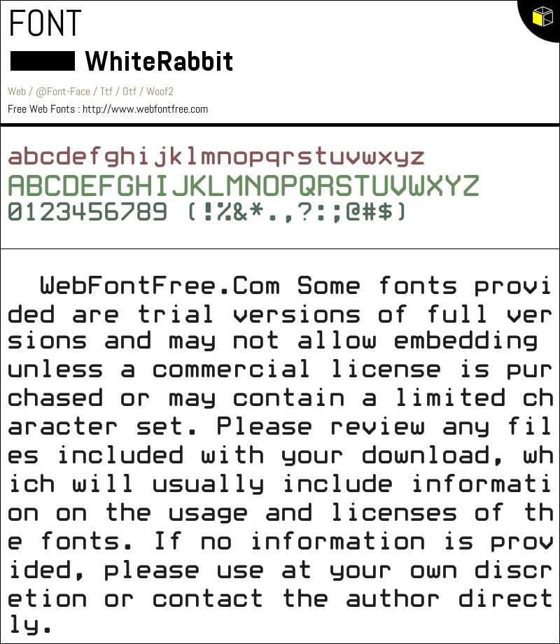 White Rabbit Regular Fonts Downloads - WebFontFree.Com