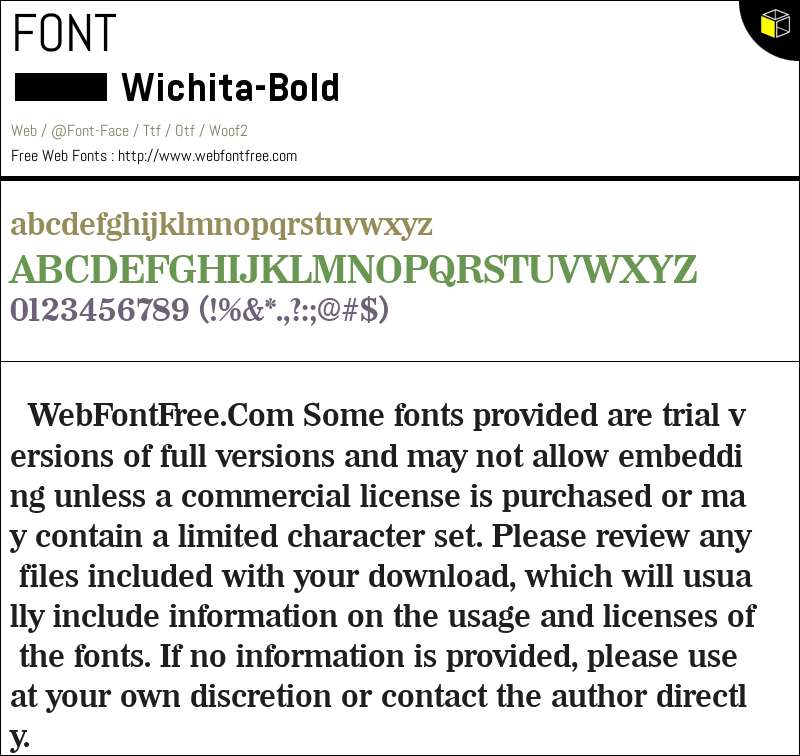 Wichita Bold Fonts Downloads - WebFontFree.Com