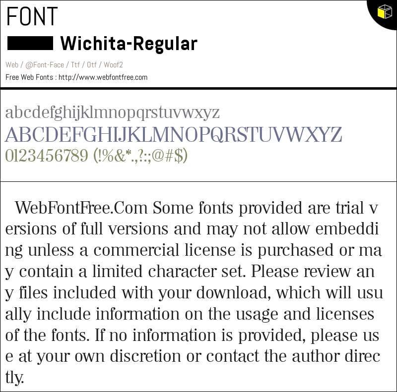 Wichita Regular Fonts Downloads - WebFontFree.Com