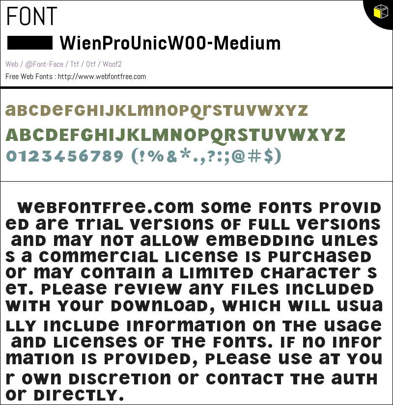 Wien Pro Unic W00 Medium Fonts Downloads - WebFontFree.Com