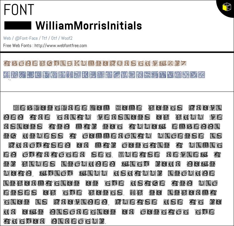William Morris Initials Fonts Downloads - WebFontFree.Com