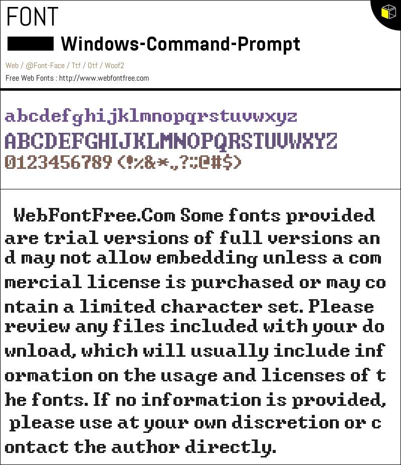 Windows Command Prompt Regular Fonts Downloads - WebFontFree.Com
