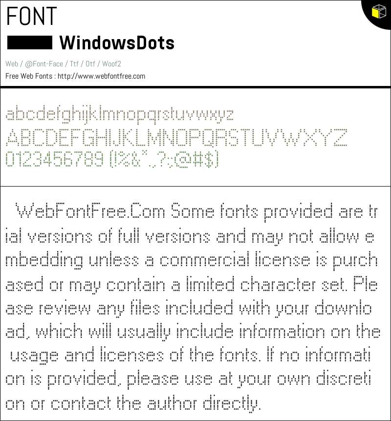 Windows Dots Fonts Downloads - WebFontFree.Com