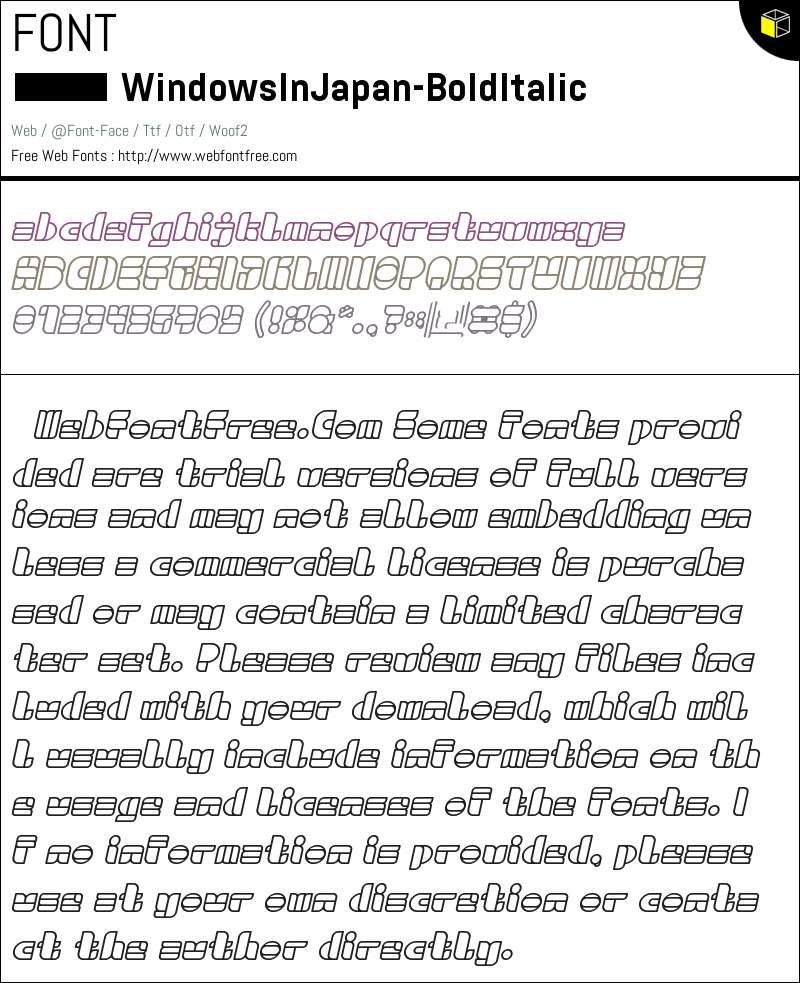 Windows In Japan Bold Italic Fonts Downloads - WebFontFree.Com