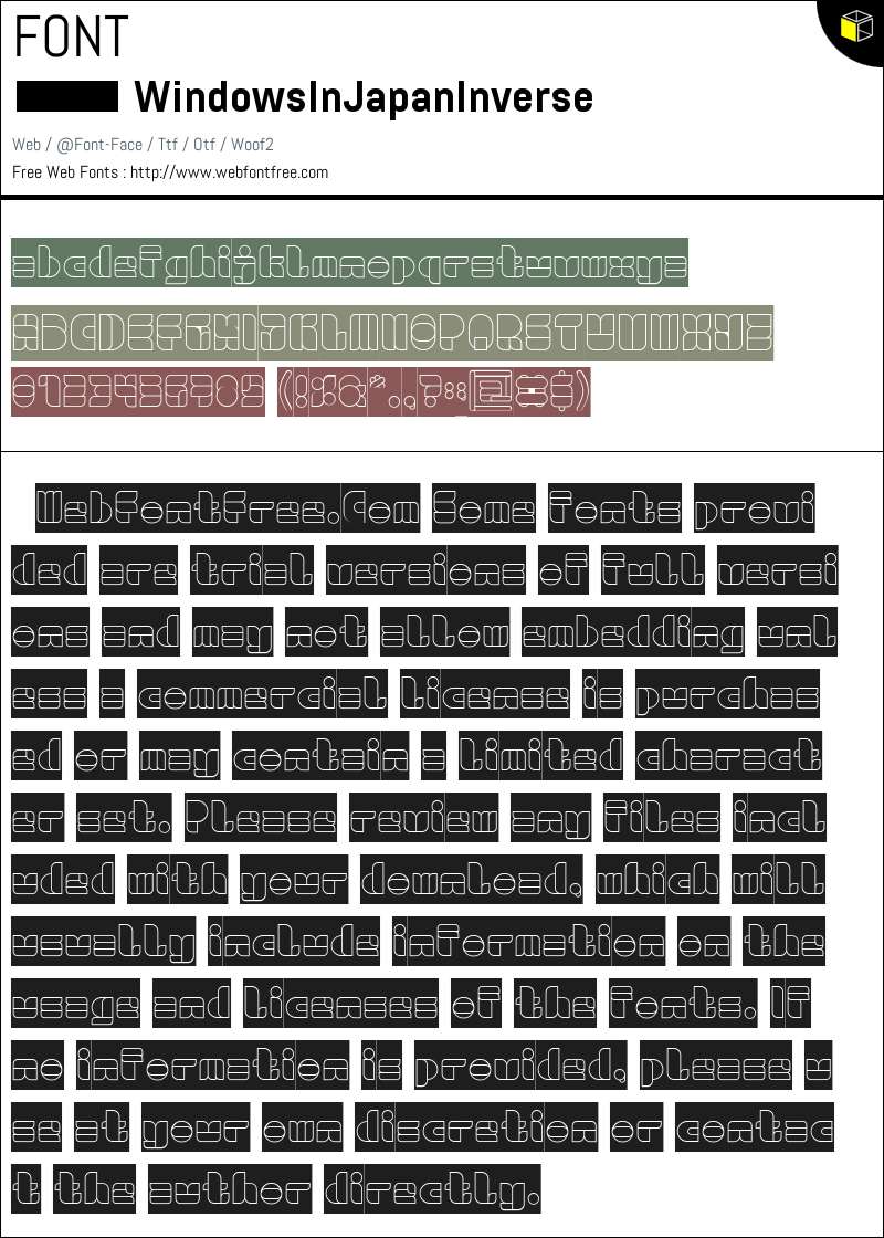 Windows In Japan-Inverse Fonts Downloads - WebFontFree.Com