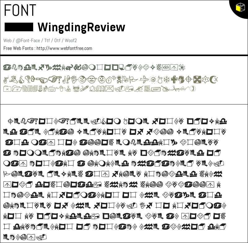 Wingding Review Fonts Downloads - WebFontFree.Com