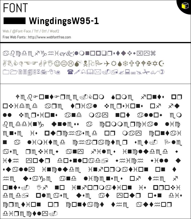 Wingdings W95 1 Fonts Downloads - WebFontFree.Com