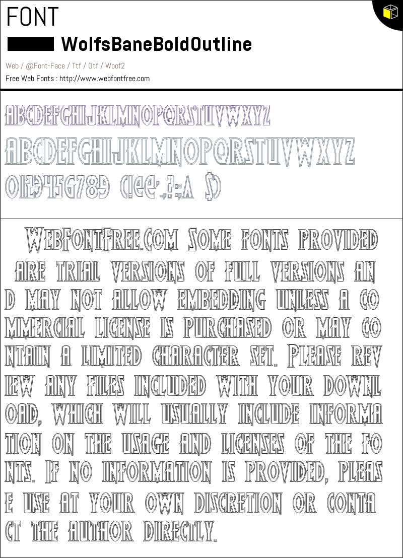 Wolf's Bane Bold Outline Fonts Downloads - WebFontFree.Com