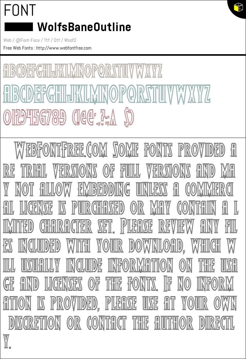 Wolf's Bane Outline Fonts Downloads - WebFontFree.Com