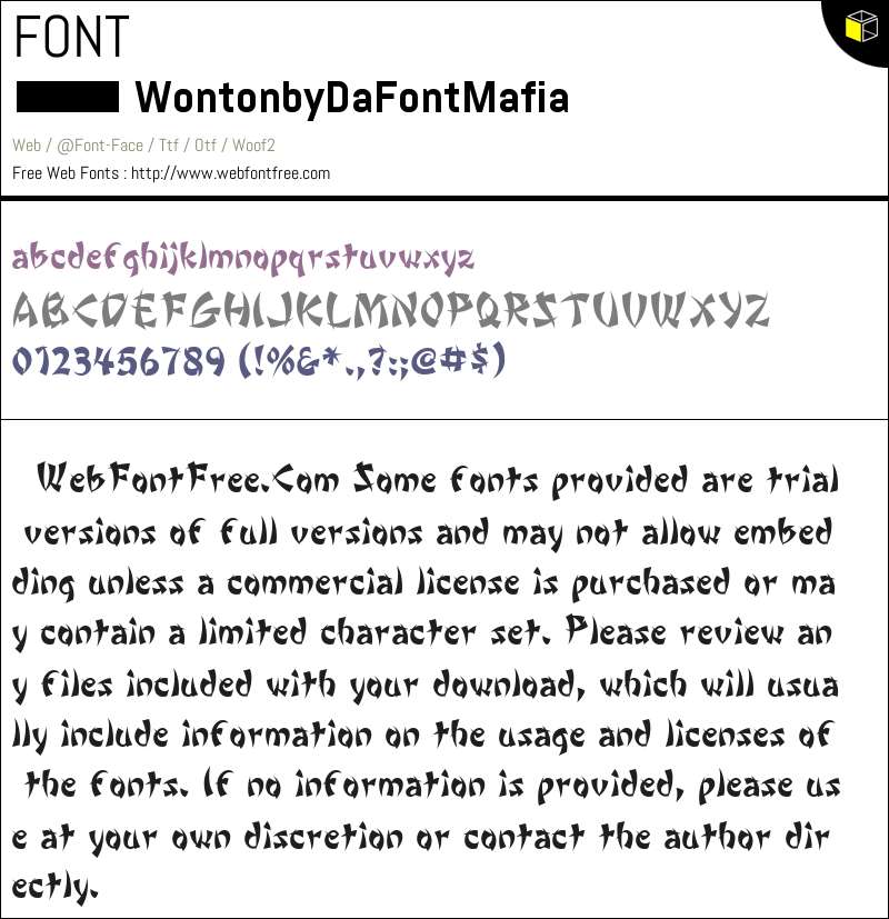 Wonton by Da Font Mafia Fonts Downloads - WebFontFree.Com