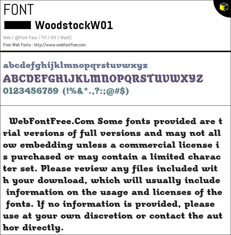 Woodstock W01 Fonts Downloads - WebFontFree.Com