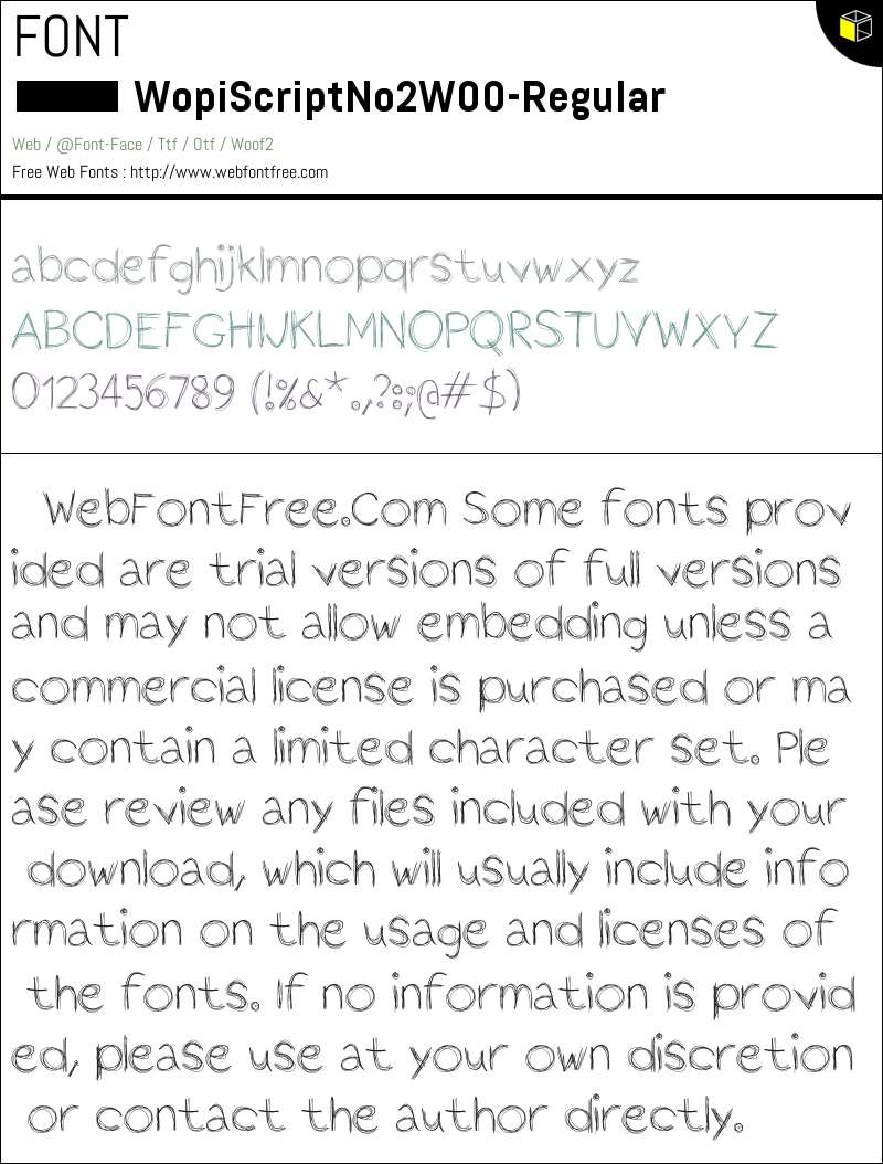 Wopi Script No 2 W00 Regular Fonts Downloads - WebFontFree.Com