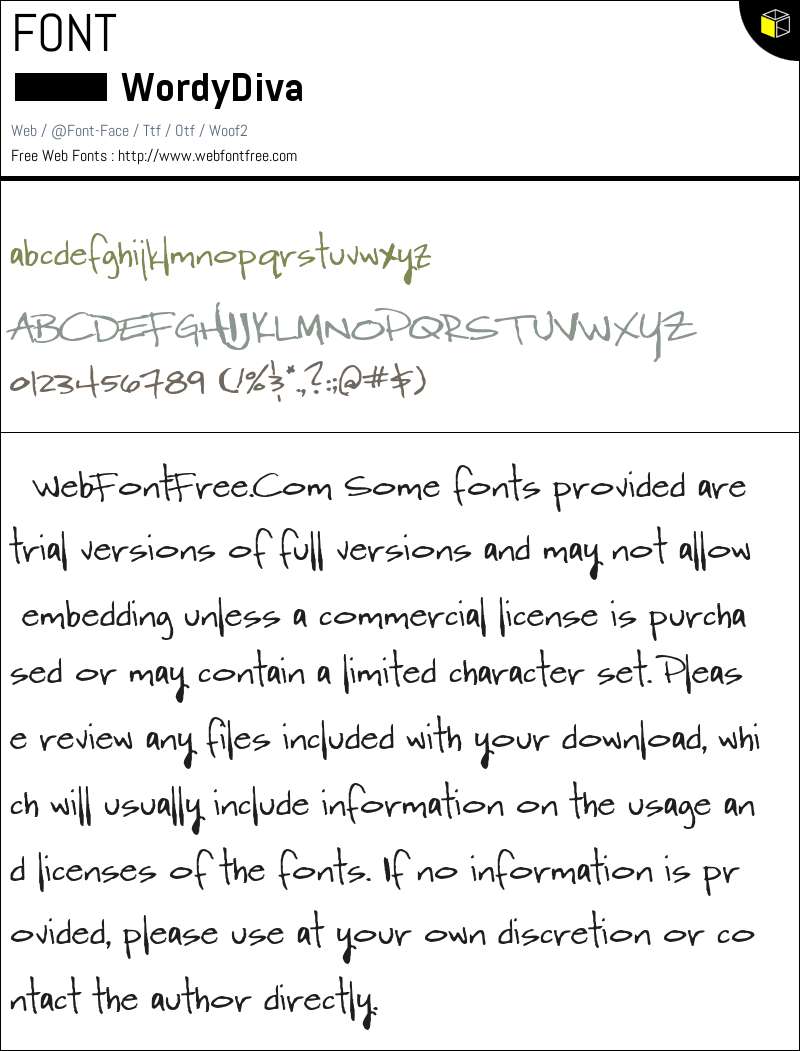Wordy Diva Fonts Downloads - WebFontFree.Com