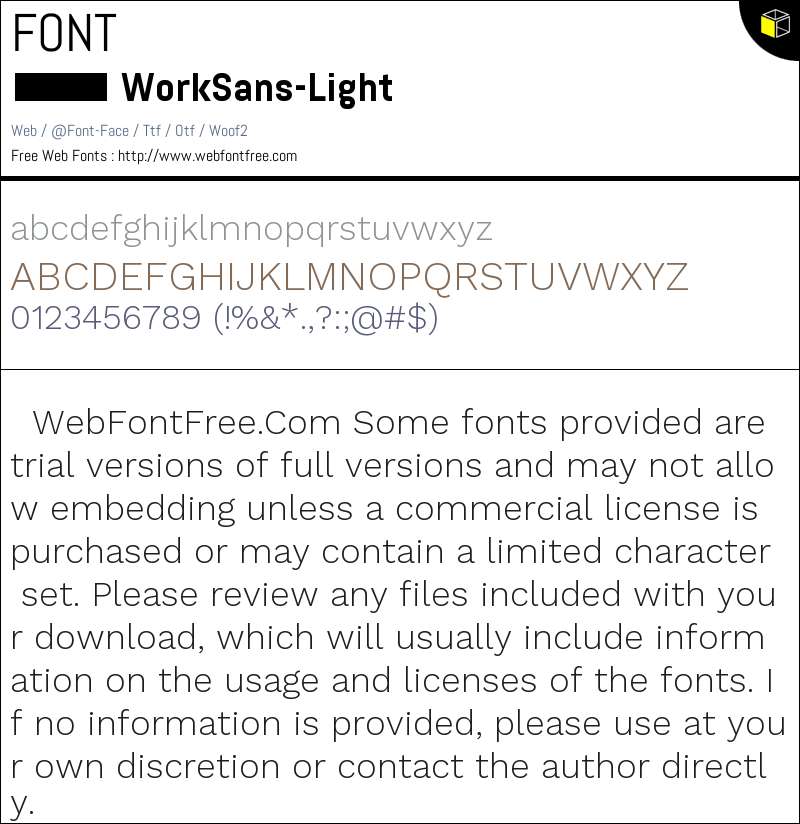 Work Sans Light Fonts Downloads - WebFontFree.Com