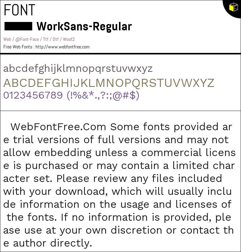Work Sans Regular 字体 下载 - WebFontFree.Com