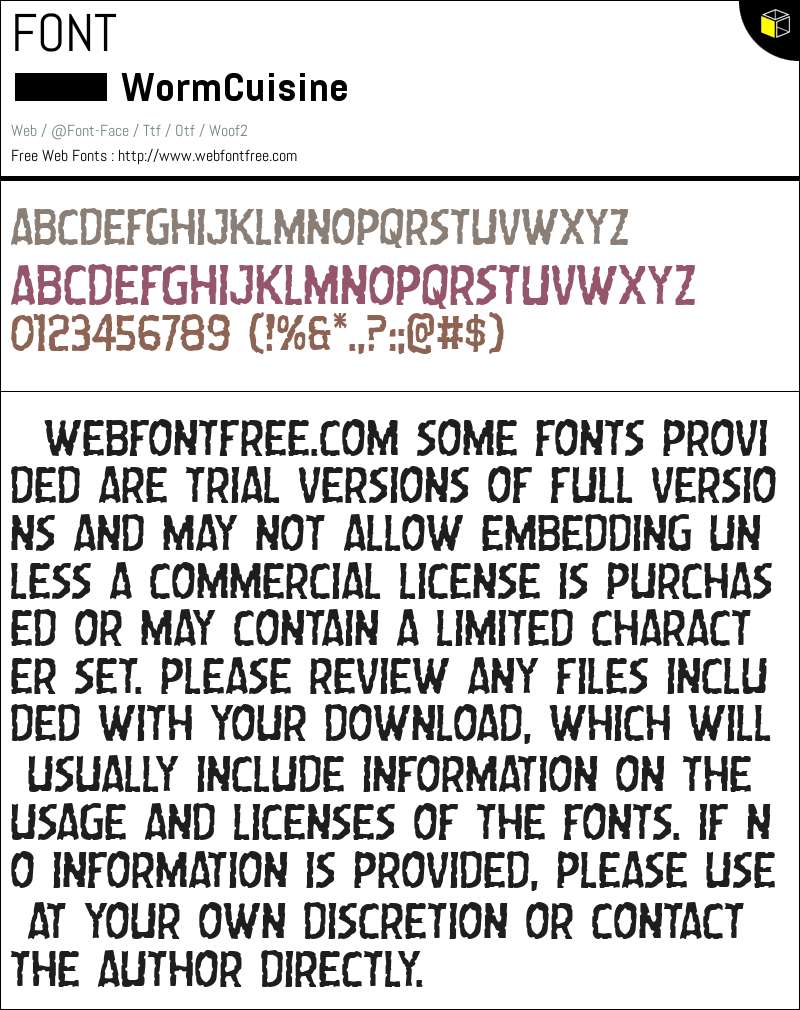 Worm Cuisine Fonts Downloads - WebFontFree.Com