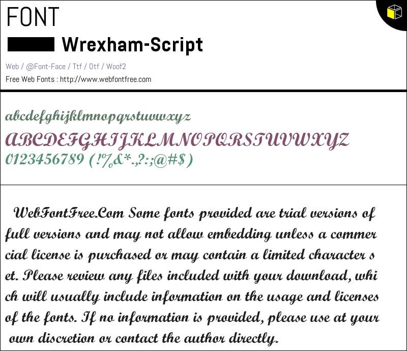 Wrexham Script Fonts Downloads - WebFontFree.Com