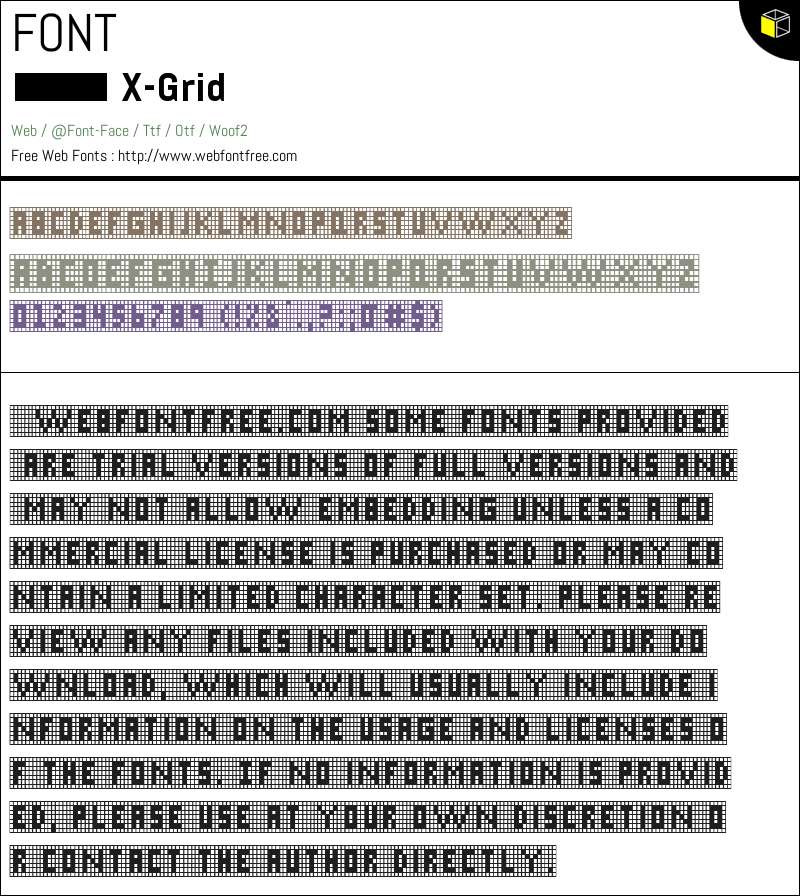 X-Grid Fonts Downloads - WebFontFree.Com