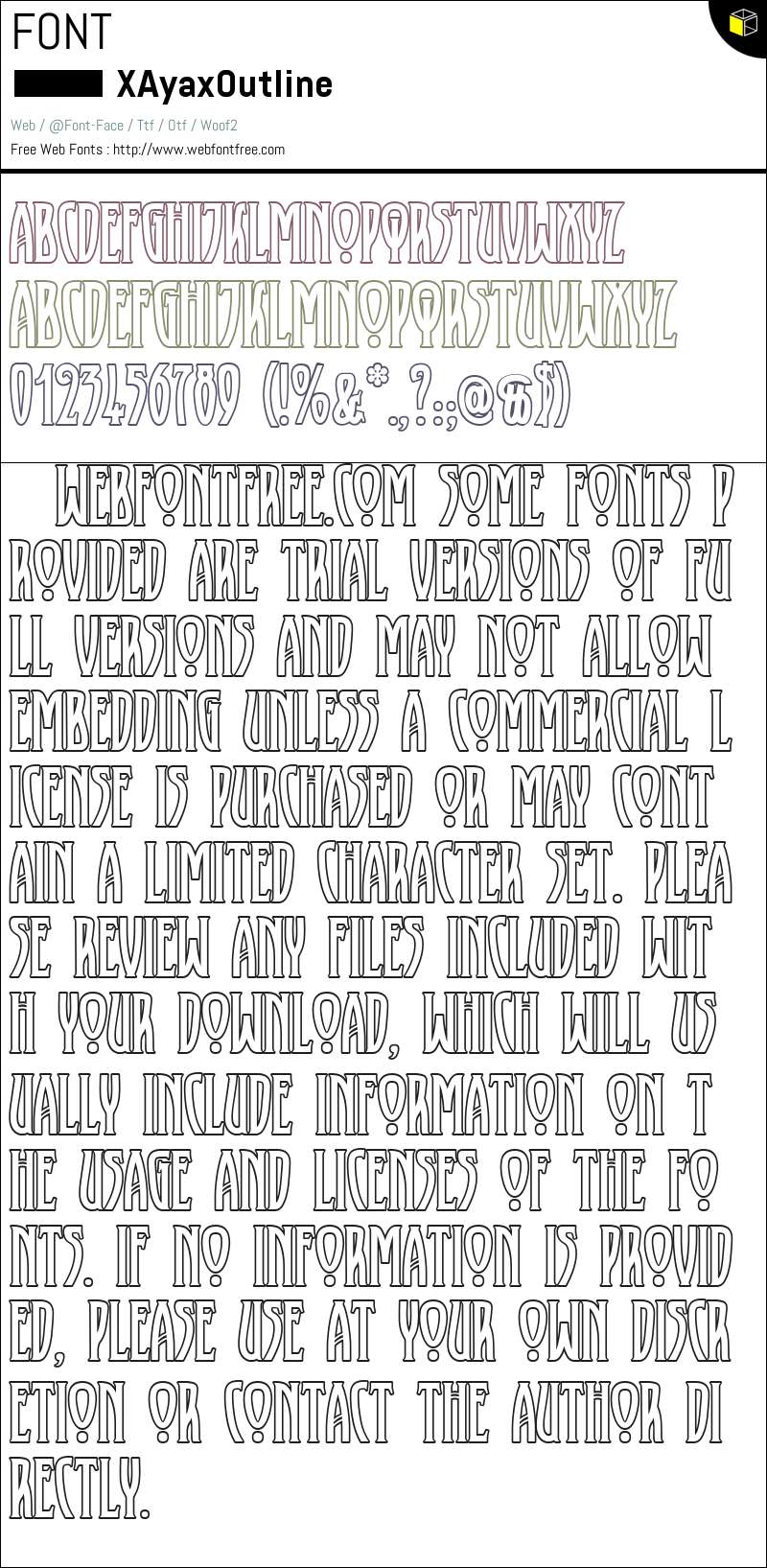 XAyax Outline Fonts Downloads - WebFontFree.Com