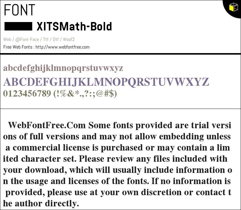 XITS Math Bold 字体 下载 - WebFontFree.Com