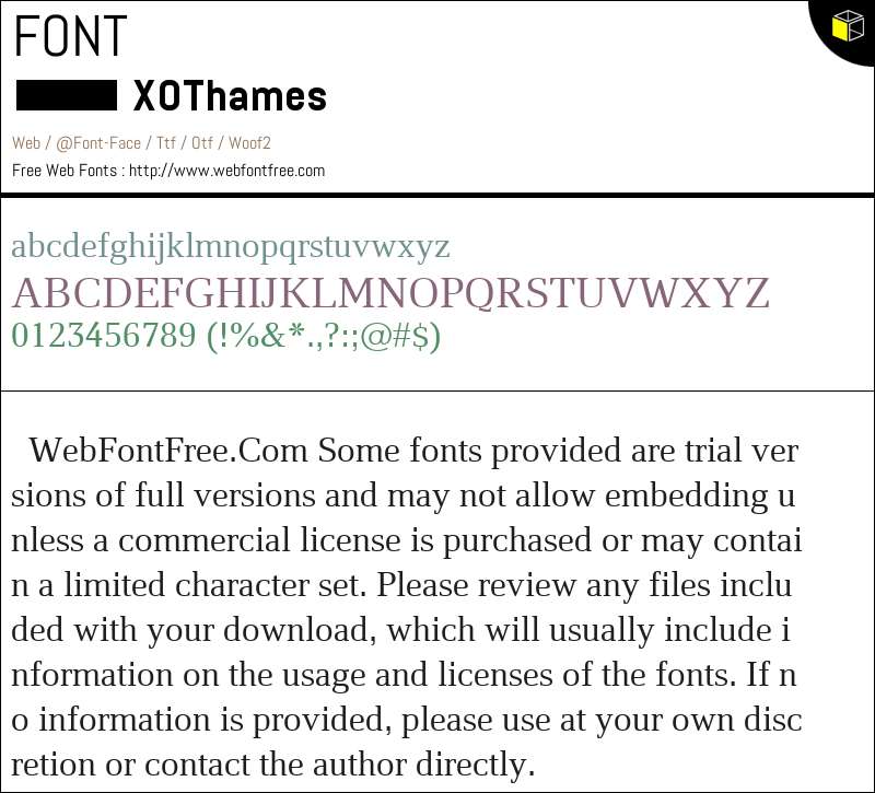 XO Thames Fonts Downloads - WebFontFree.Com