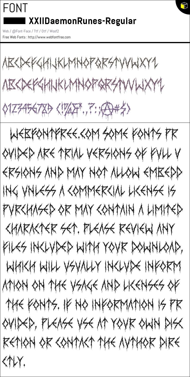 XXII DaemonRunes Fonts Downloads - WebFontFree.Com