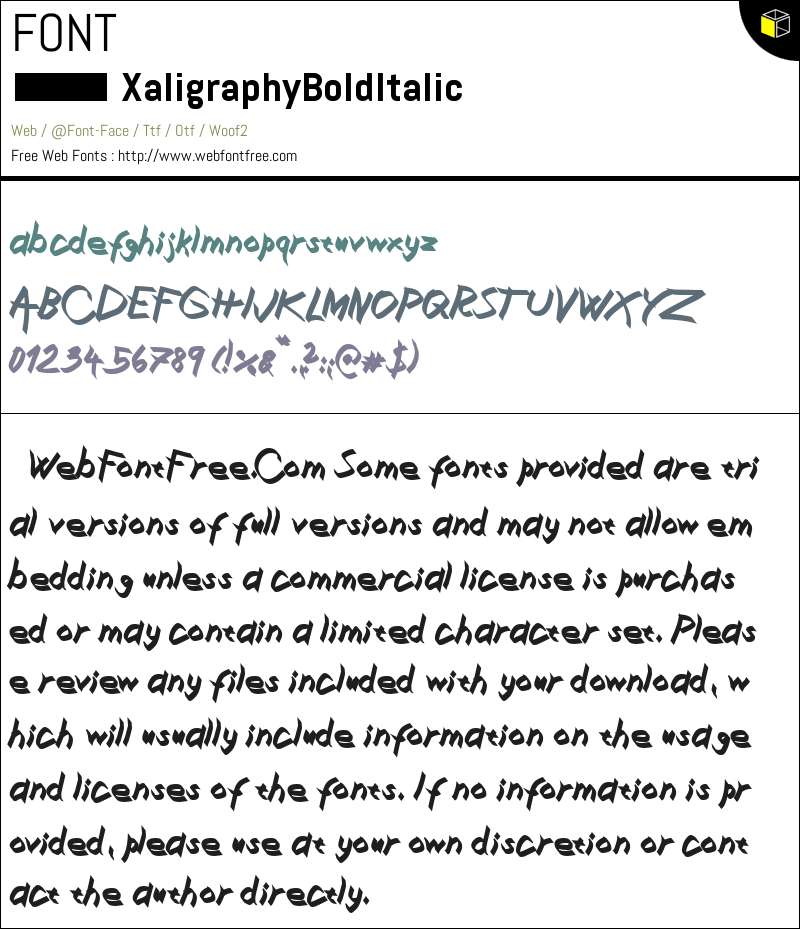 Xaligraphy BoldItalic 字体 下载 - WebFontFree.Com