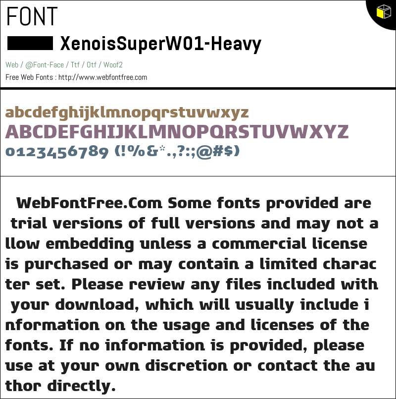 Xenois Super W01 Heavy Fonts Downloads - WebFontFree.Com