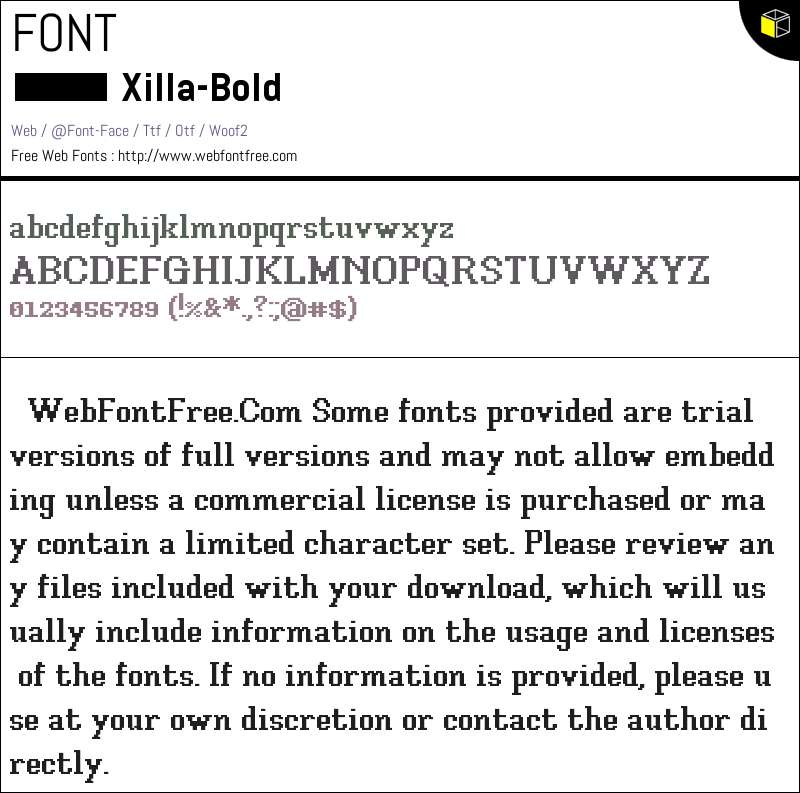 Xilla Bold Fonts Downloads - WebFontFree.Com