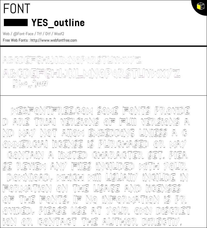 YES_outline Book Fonts Downloads - WebFontFree.Com