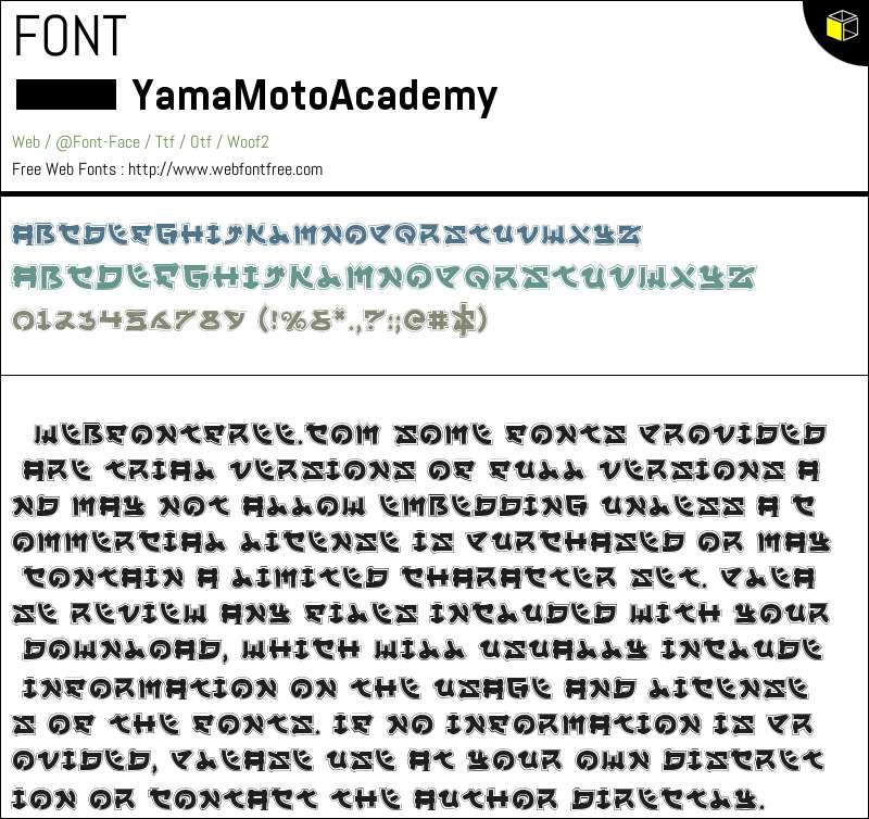 Yama Moto Academy Fonts Downloads - WebFontFree.Com