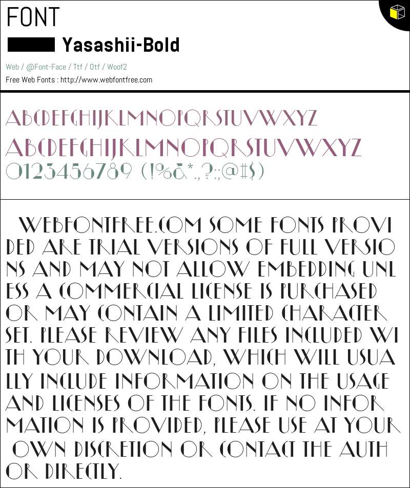Yasashii-Bold 字体 下载 - WebFontFree.Com