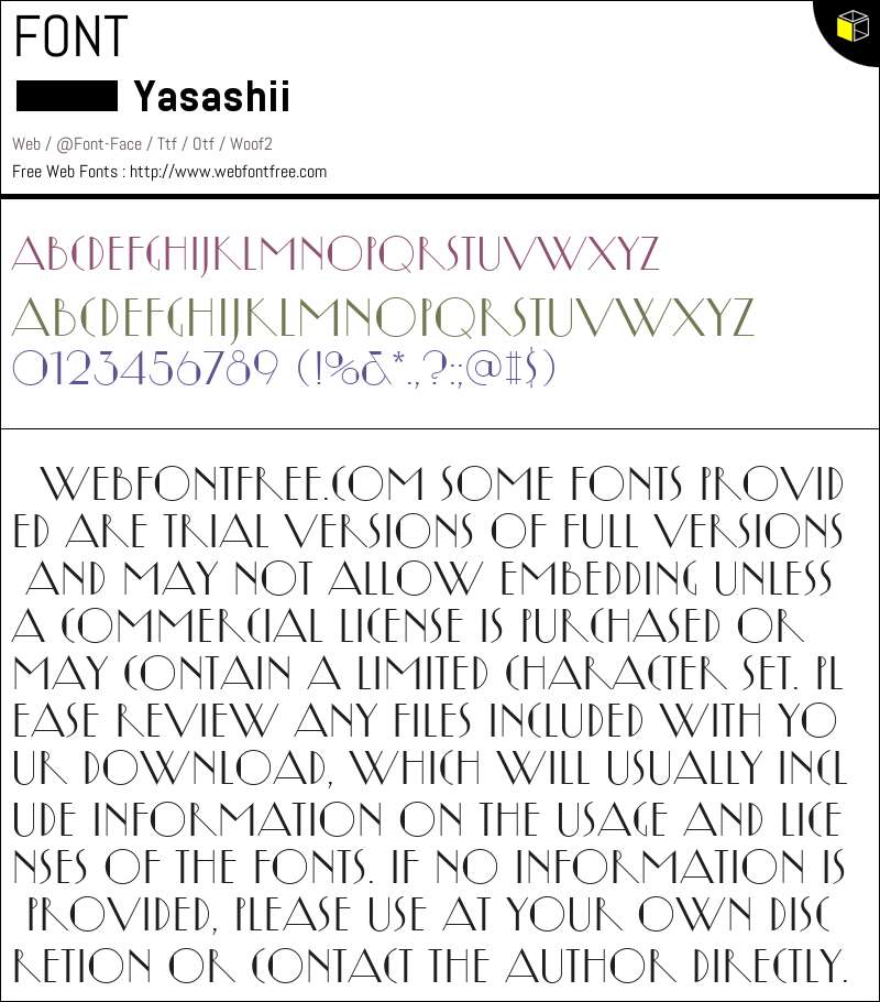 Yasashii Fonts Downloads - WebFontFree.Com
