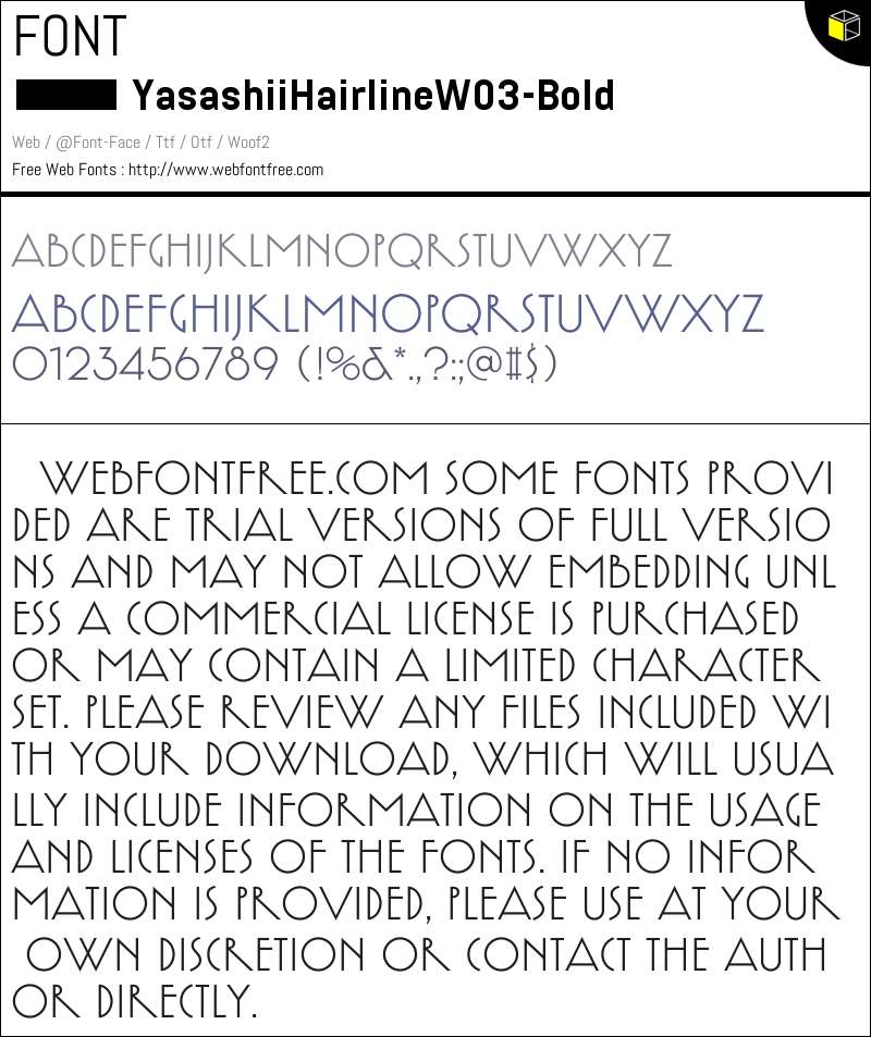 Yasashii Hairline W03 Bold Fonts Downloads - WebFontFree.Com