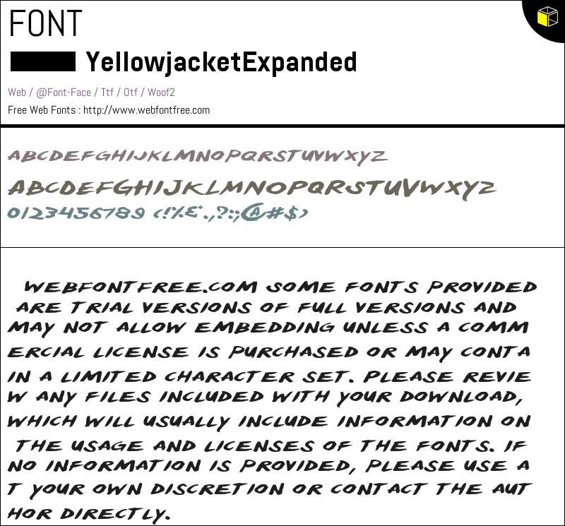 Yellowjacket Expanded Fonts Downloads - WebFontFree.Com