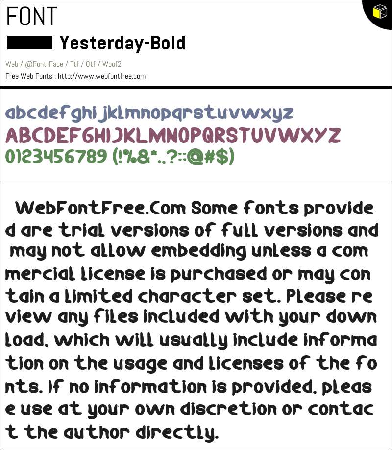 Yesterday Bold Fuentes Descargar - WebFontFree.Com