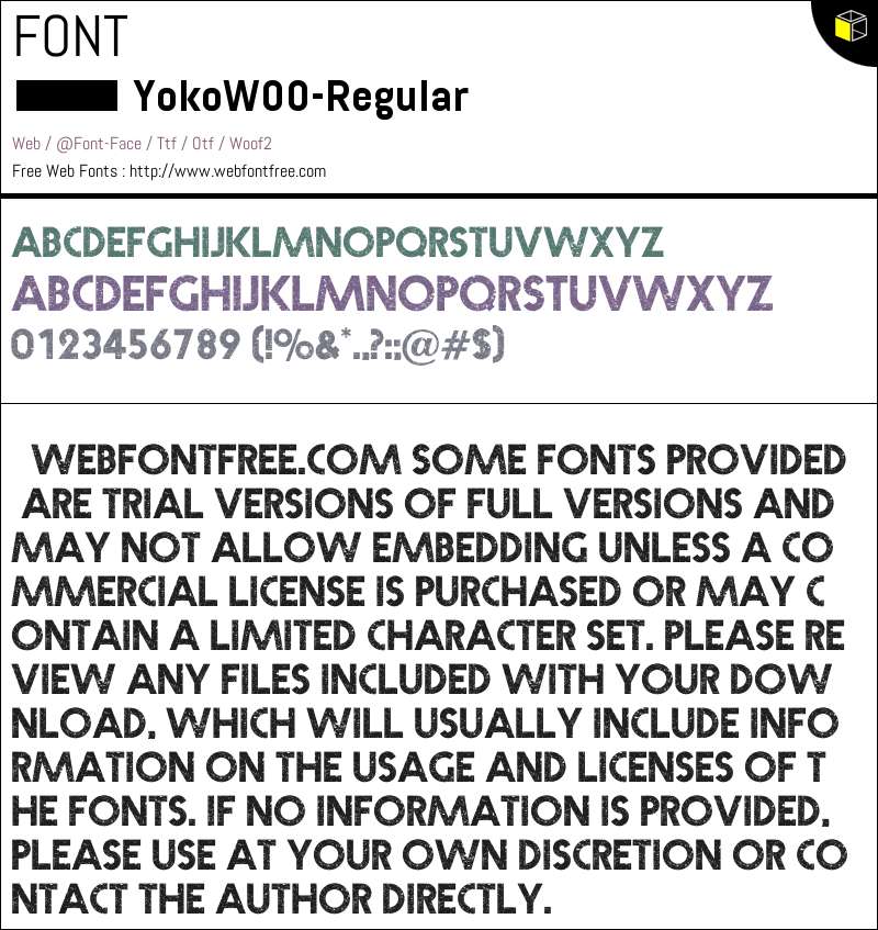 Yoko W00 Regular Fonts Downloads - WebFontFree.Com