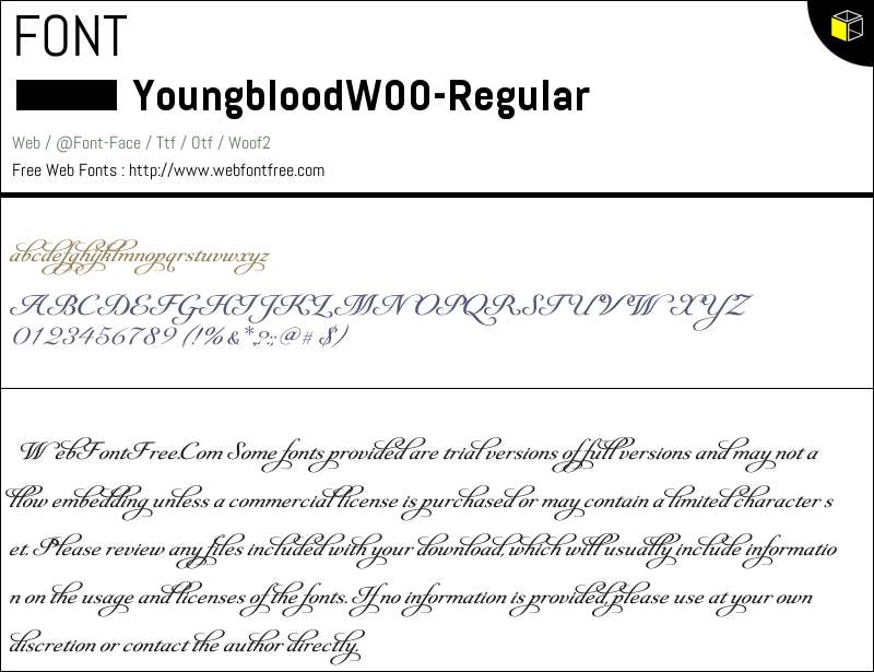 Youngblood W00 Regular Fonts Downloads - WebFontFree.Com