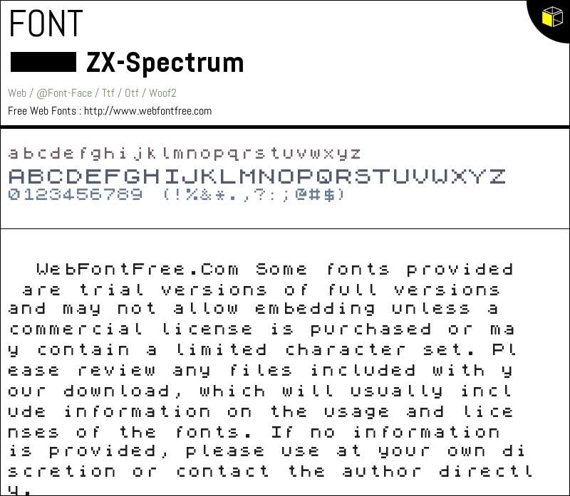 ZX Spectrum Regular Fonts Downloads - WebFontFree.Com