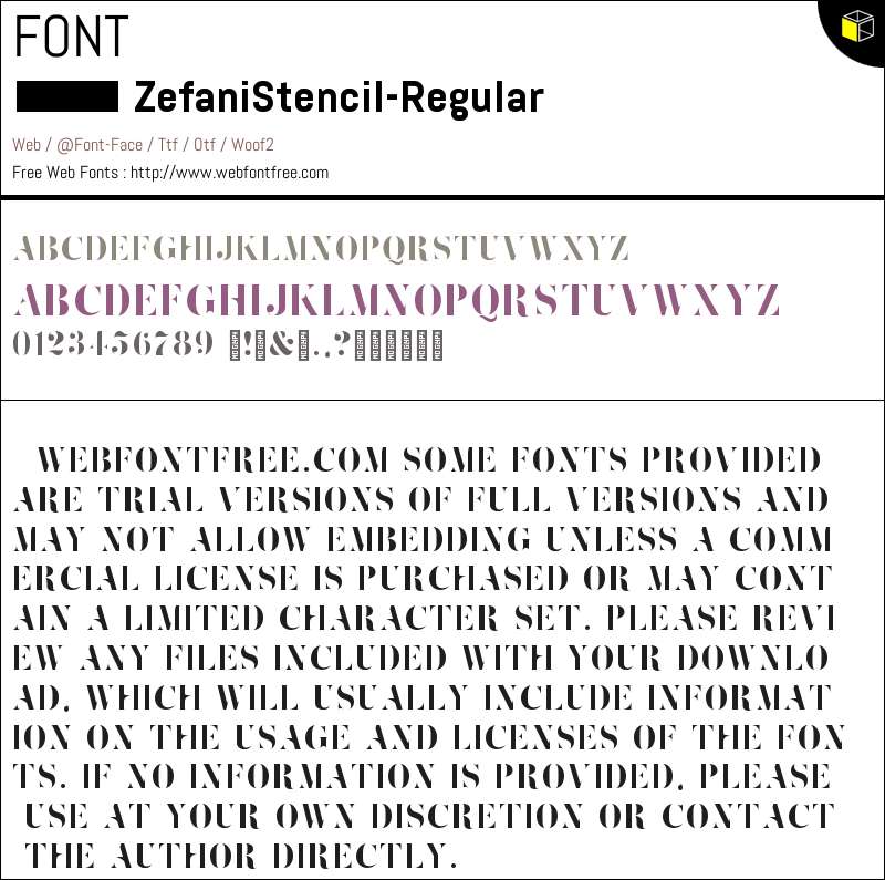 Zefani Stencil 字体 下载 - WebFontFree.Com