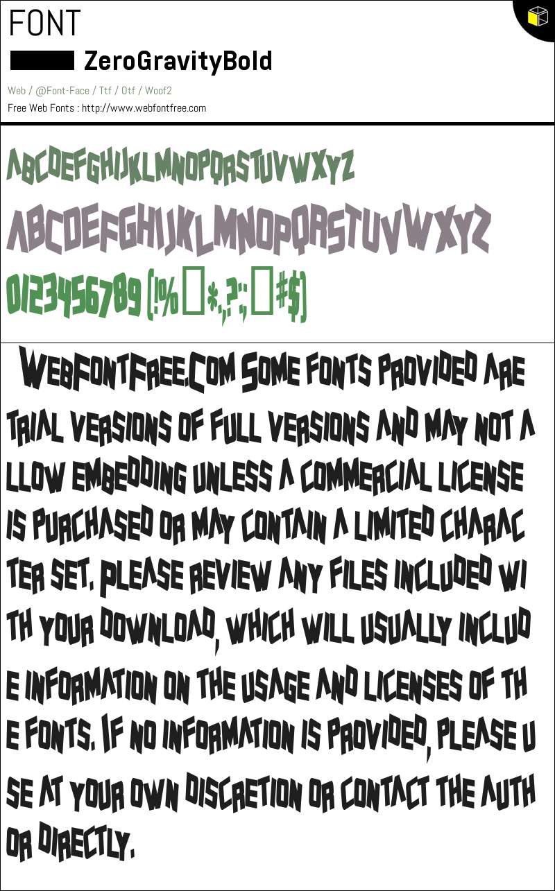 Zero Gravity Bold Fonts Downloads - WebFontFree.Com