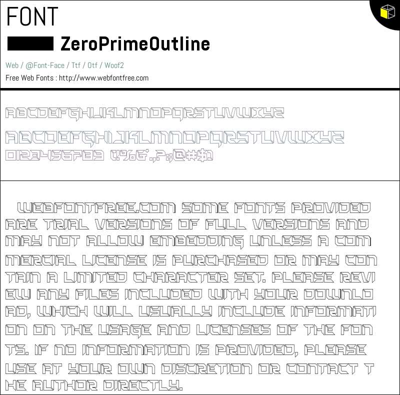 Zero Prime Outline Fonts Downloads - WebFontFree.Com