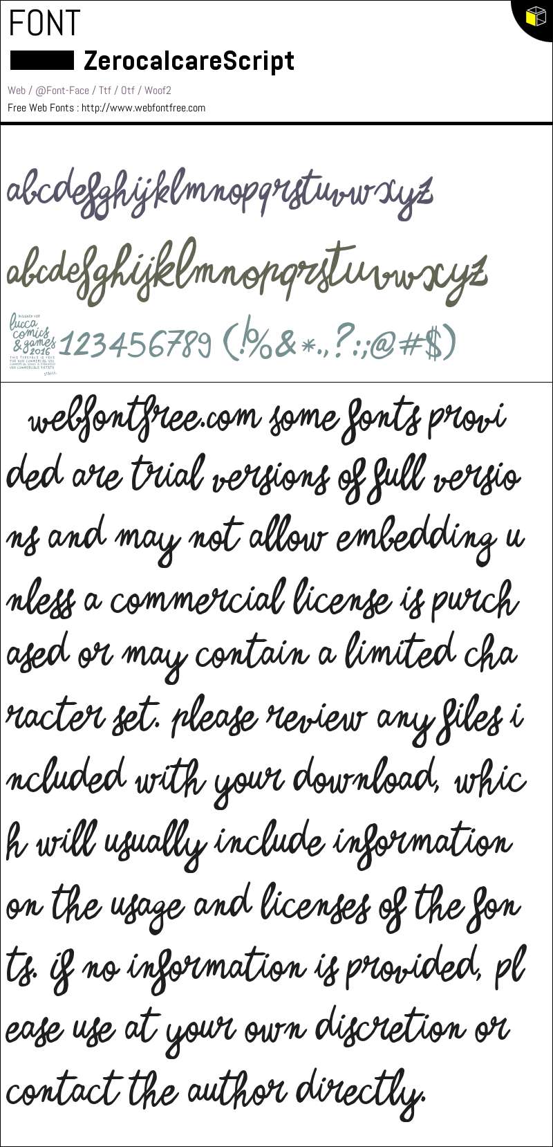 Zerocalcare Script Fonts Downloads - WebFontFree.Com