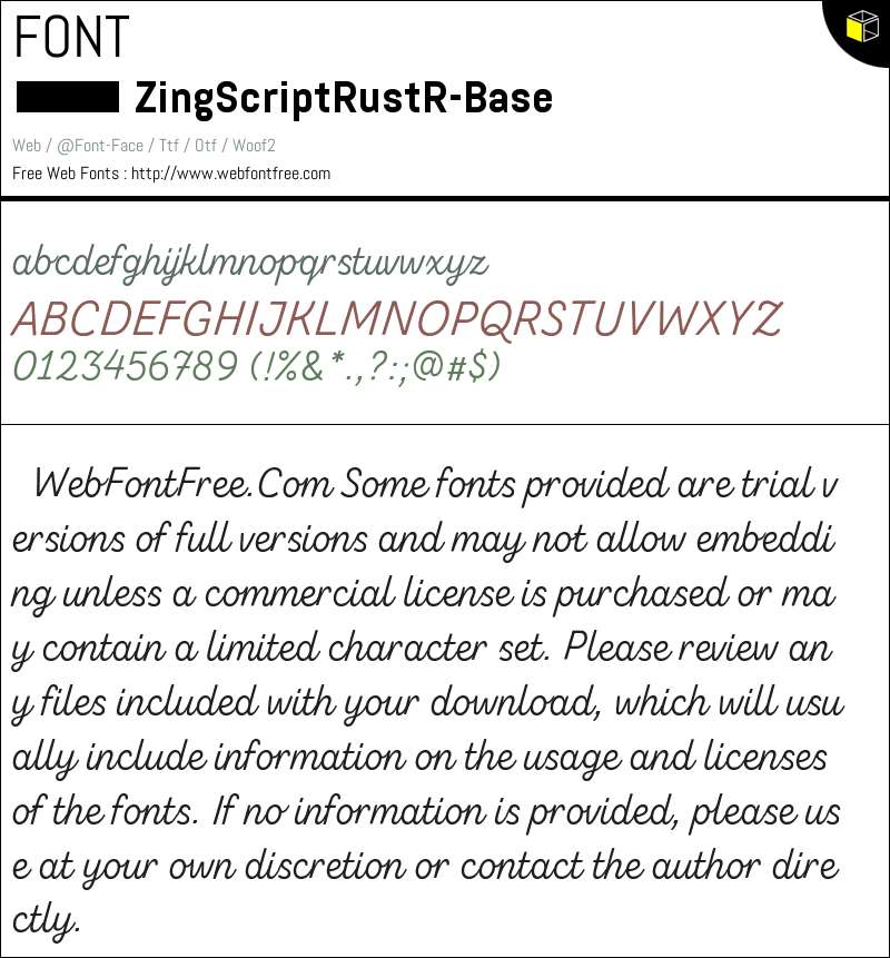 Zing Script Rust Regular Base Fonts Downloads - WebFontFree.Com