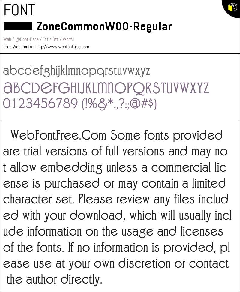 Zone Common W00 Regular Fonts Downloads - WebFontFree.Com